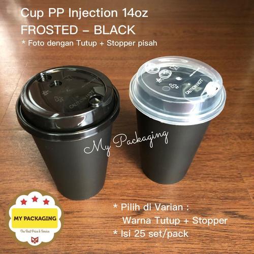 Promo Gelas Cup PP Injection Black 14oz 400ML Buram (Harga per 25set ...