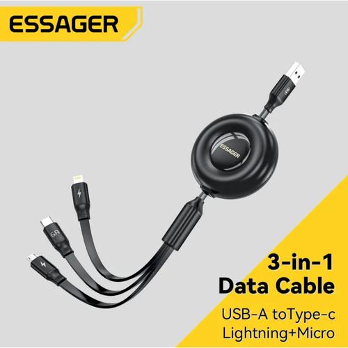 Promo Essager Kabel Charger 3 IN 1 USB C To iPhone Micro USB Type C ...