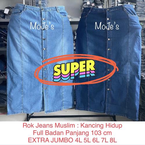 Jual ROK JEANS MUSLIM EXTRA JUMBO 4L 5L 6L 7L 8L Rok Jeans Muslim ...