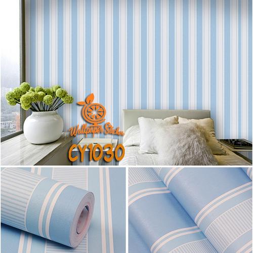 Jual Wallpaper Dinding Salur Biru 45 cm x 10 meter - 45 CM X 4-4,5 M ...