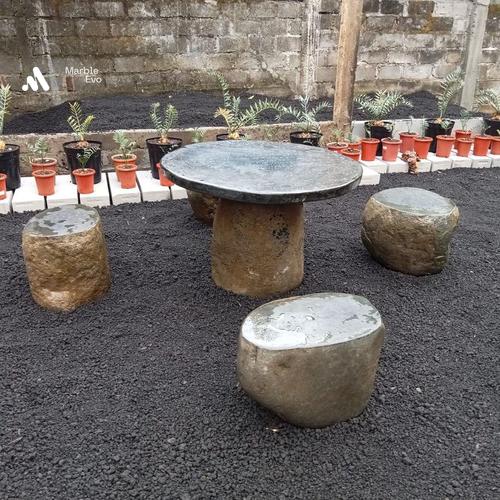 Jual Meja outdoor batu alam / Meja taman santai batu alam / Meja teras ...