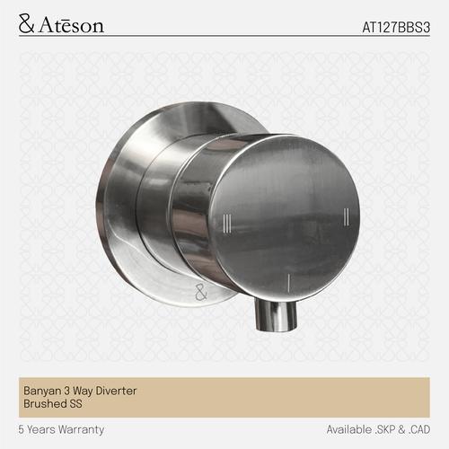 Promo ATESON AT127BBS3 Keran Shower Basin Tanam Diverter 3 Arah Bulat ...