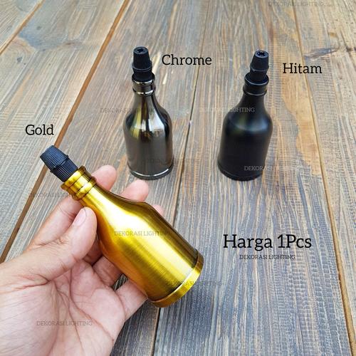 Jual Fiting lampu gantung aluminium e27 model botol gold hitam chrome ...