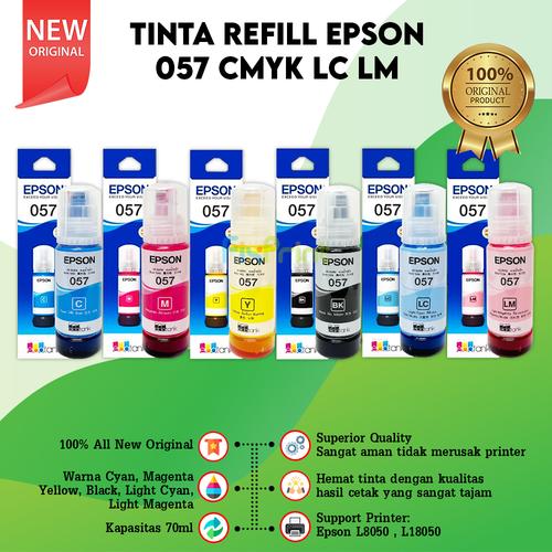 Jual Tinta Epson 057 Set CMYK LC LM Original Tinta Epson L8050 L18050 ...