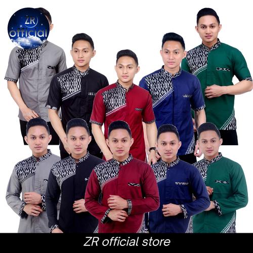 Jual BAJU BATIK KOMBINASI / KOKO BATIK KOMBINASI BM13 - Abu Panjang, XL ...