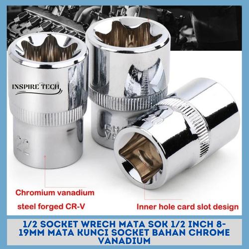 Promo Socket Wrech Mata Sok 1/2 Inch 8-19mm Mata Kunci Socket Bahan ...