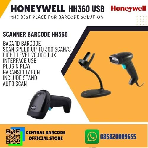 Jual HONEYWELL Barcode Scanner HH360 HH-360 360 1D USB + Stand Linear ...