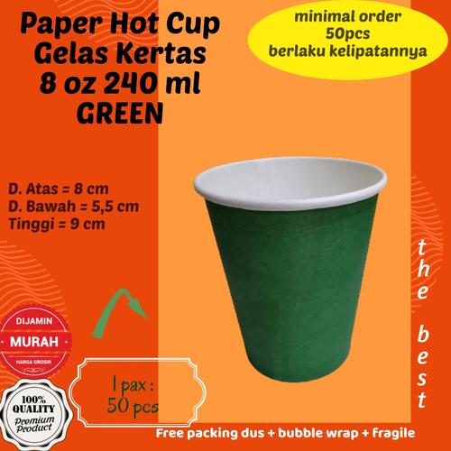 Jual Paper Hot Cup 8 oz 240 ml Gelas Kertas HIJAU isi 50 pcs - Jakarta Utara - Paper B&C ...