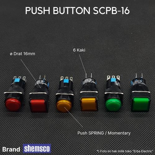 Jual Shemsco SCPBSQ-16 Push Button Momentary Tanpa LED 16mm Tombol ...