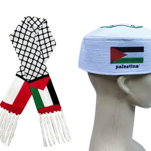Jual free palestine syal+peci bendera palestine - putih bendera, 5 ...