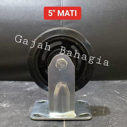 Jual Roda troli karet hitam 5 inch Heavy Duty Mati Hidup Rem Caster ...