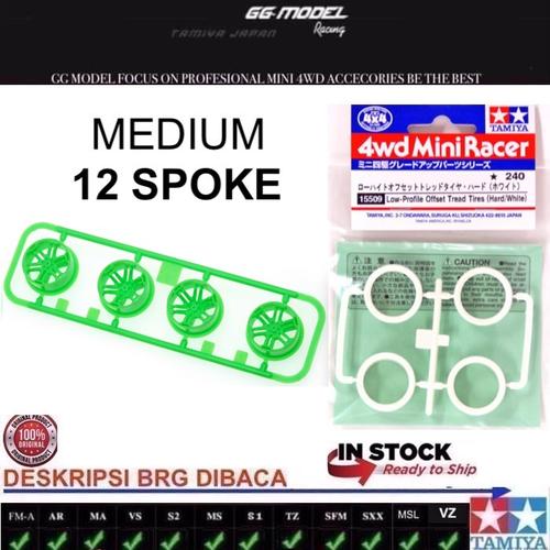 Jual TAMIYA LOW PROFILE OFFSET TREAD HARD TIRE & 12 SPOKE WHEEL ...
