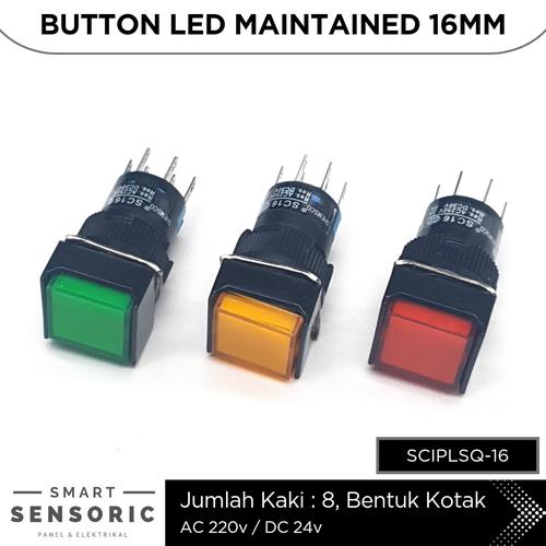 Jual Shemsco SCIPLSQ-16 Push Button 16mm Push Lock 24v 220v LED - Merah ...