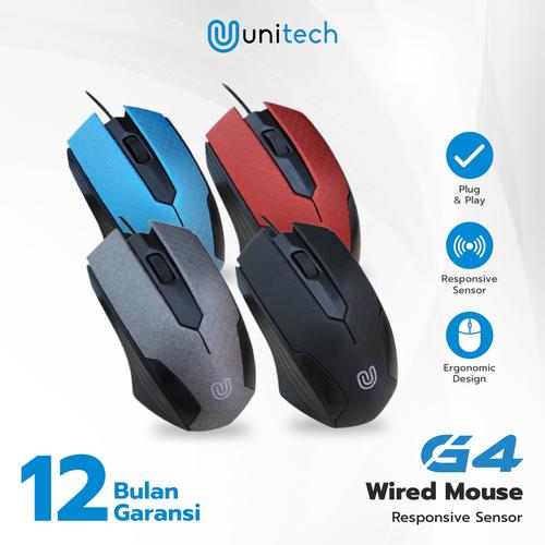 Jual Optical Mouse G4 Unitech Wired Kabel USB 1000DPI - Hitam - Jakarta ...