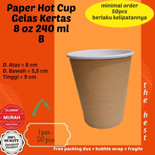 Jual Paper Hot Cup 8 oz 240 ml Gelas Kertas Light Brown isi 50 pcs - Jakarta Utara - Paper B&C ...