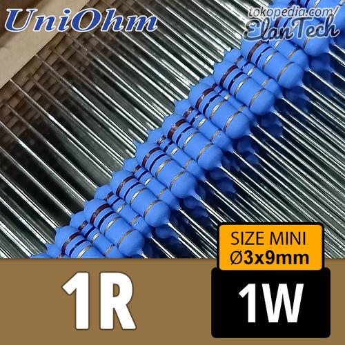 Jual Resistor 1R 1W UniOhm Metal Oxide 1 Ohm Mini Size 0.5W Elantech ...