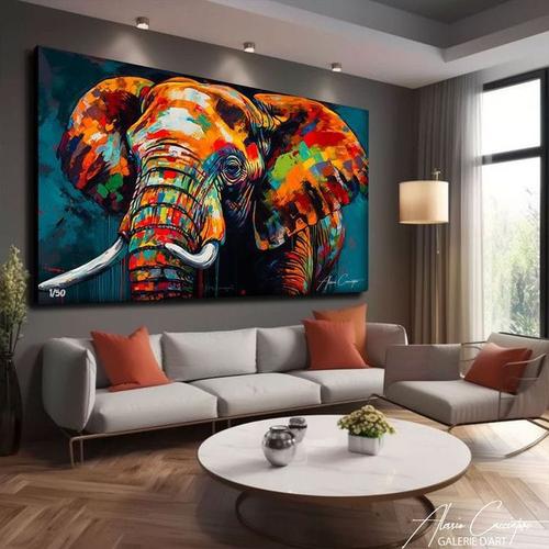 Jual lukisan dinding gajah aesthetic tekstur modern ukuran 60×120 cm ...