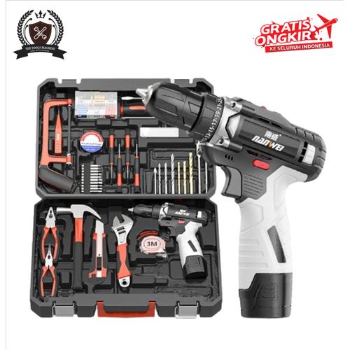 Jual Hand Tool Kit Set Toolbox Cordless Drill Alat Bor Listrik Set ...