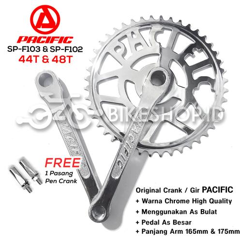 Jual Gir Gear Crank Sepeda 44T & 48T As Bulat PACIFIC Chrome Onthel ...