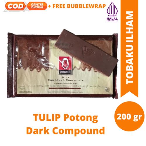 Jual Dark chocolate Compound Potongan| Dark chocolate Merk TULIP -+200g ...