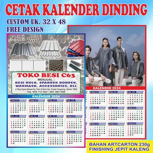 Jual CETAK KALENDER DINDING CUSTOM/PARTAI/FOTO KELUARGA UK 32X48 CM ...
