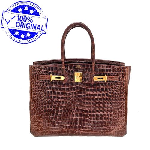 Jual Preloved Hermes Birkin 34 B35 Croco Choco Brown GHW #M square 2009 ...