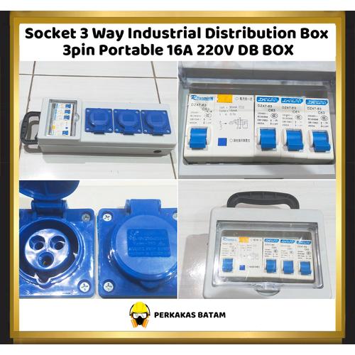 Jual Socket 3 Way Industrial Distribution Box 3pin Portable 16A 220V DB ...