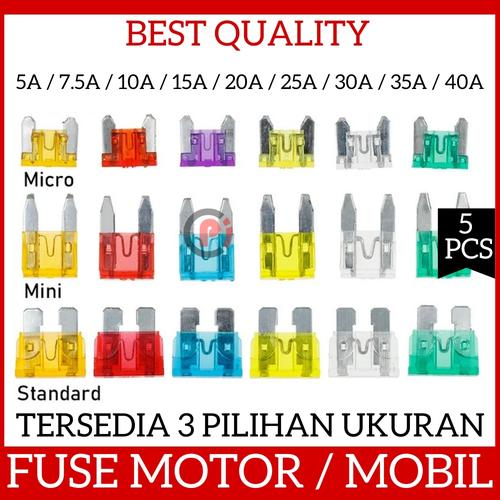 Jual Isi 5 Pcs Fuse Sekring Skring Mobil Motor Ukuran Micro Mini ...