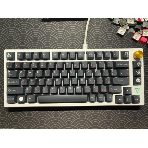 Jual Keycaps Cherry Profile WOB PBT Dye Sub Japanese Root Black Samurai ...