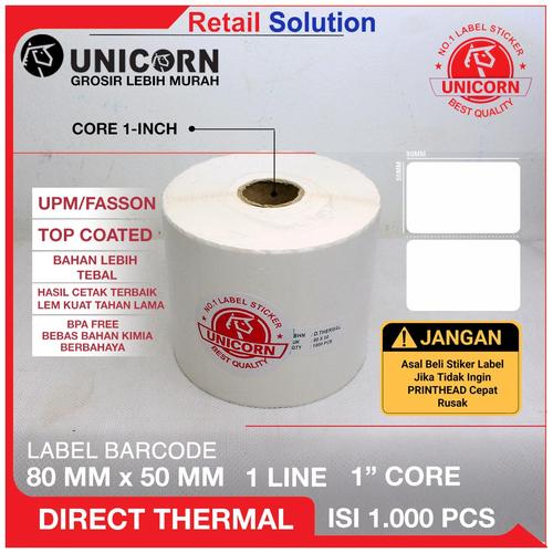 Jual Label Stiker Resi Thermal 80x50 mm / 80 x 50 mm / 80x50mm Isi 1000 ...
