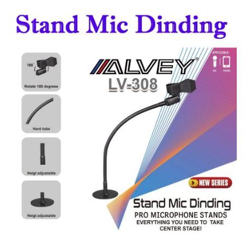 Jual ALVEY STAND MIC DINDING LV-308 BAHAN BESI STANDING MICROPHONE ...