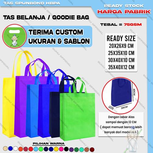 Promo KHUSUS SABLON Goodie Bag Tas Belanja Spunbond Model Kotak Box ...
