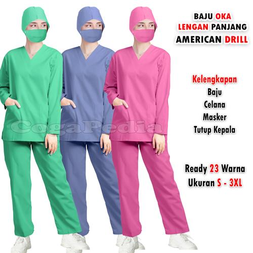 Jual Seragam Medis / Baju Oka / Baju Jaga Perawat Lengan Panjang ...