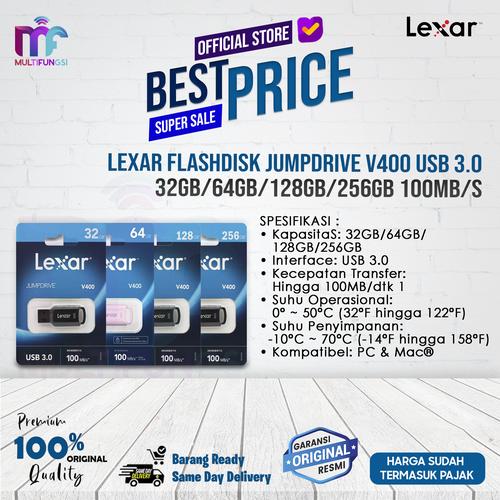 Jual Lexar Flashdisk JumpDrive V400 USB 3.0 32Gb/64Gb/128Gb/256Gb 100Mb ...