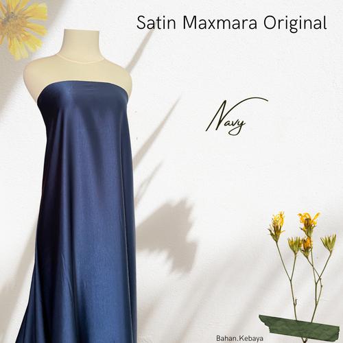 Jual Bahan Kain Satin Silk Saten Pure Lux Maxmaraa Warna Biru Navy ...