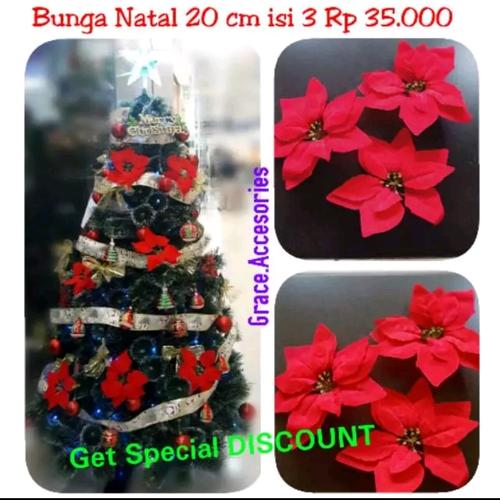 Jual Hiasan pohon natal bunga natal poinsetia kastuba - Kota Tangerang ...
