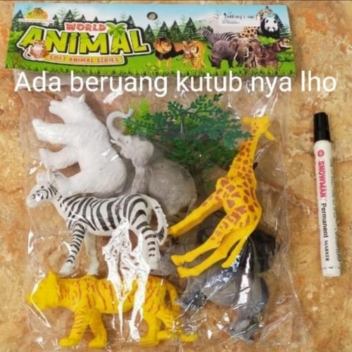 Jual Mainan Binatang Set isi 6 wild Animal World Animal zoo OCT 208 OCT ...