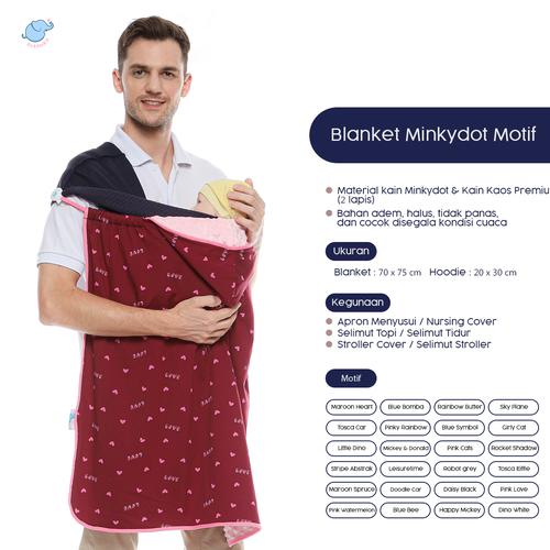 Jual Elephas 3 in 1 Blanket Minky Dot Motif Series - BLUE BOMBA - Kab ...