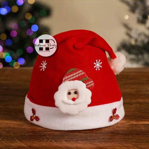 Jual 301-2 Topi Natal Merry Cmas Motif Boneka Cute / Topi Merry ...