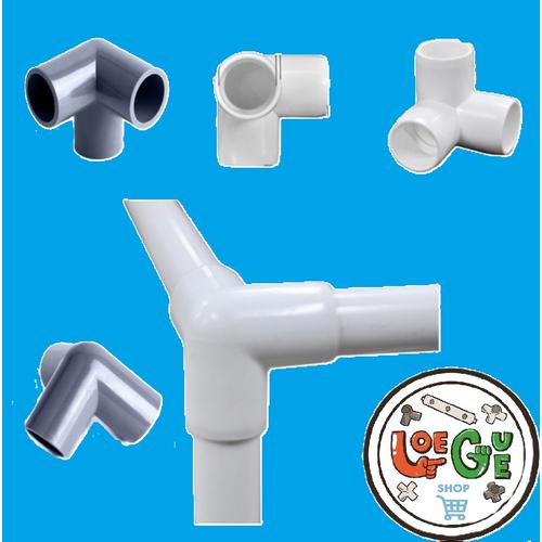 Jual konektor fitting tee elbow rak pipa pvc 12 ,16 & 20 mm 3 , 4 & 5 ...