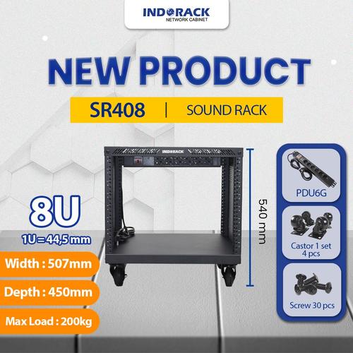 Jual SR408 INDORACK Sound Rack 8U Depth 450mm Rack Audio Sound System ...