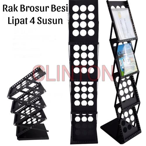Promo rak brosur besi rak pameran besi 4 susun rak display rak majalah ...