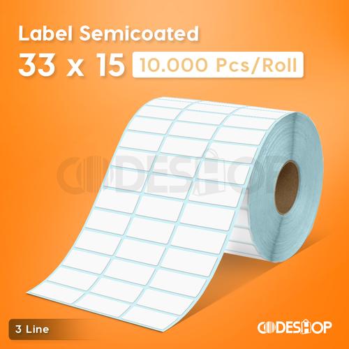Jual LABEL BARCODE 33 X 15 (3LINE) KERTAS STICKER LABEL SEMICOATED ...
