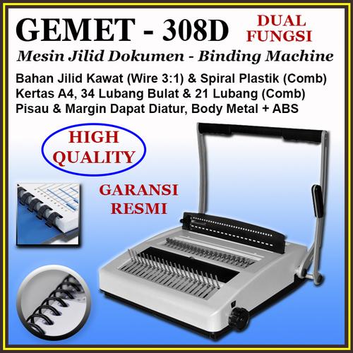 Promo GEMET 308D Mesin Jilid Spiral Plastik & Kawat 3:1, A4 | Official ...