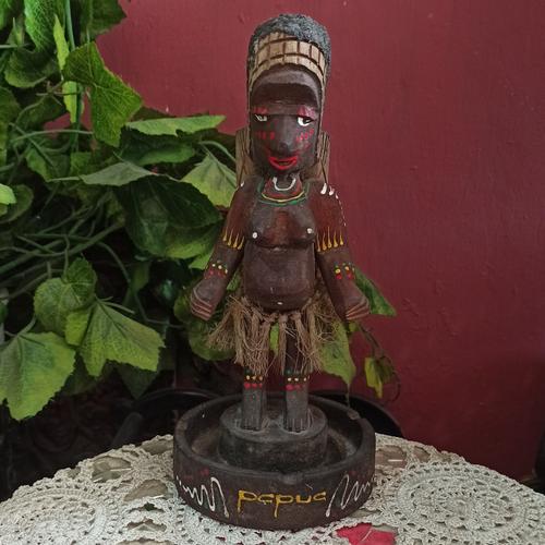 Jual Patung Vintage Wanita Papua ukiran asbak seniman suku pedalaman T ...