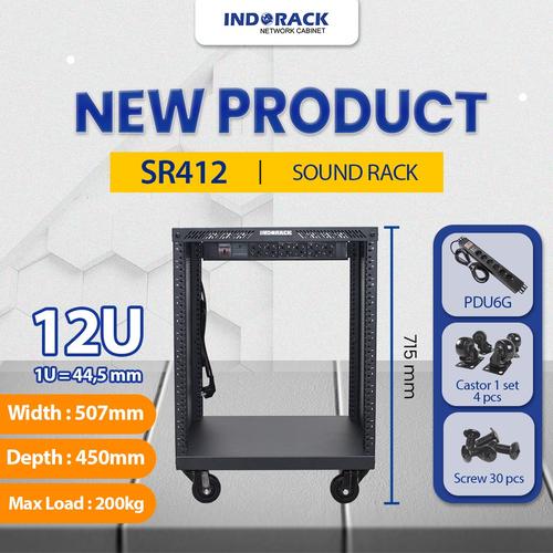 Jual SR412 Sound Rack Indorack 12U Depth 450mm Rak Audio Sound System ...