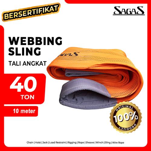 Jual Webbing Sling / Tali Webbing 40 Ton x 10 Mtr 4 ply 2 eye SAGAS ...