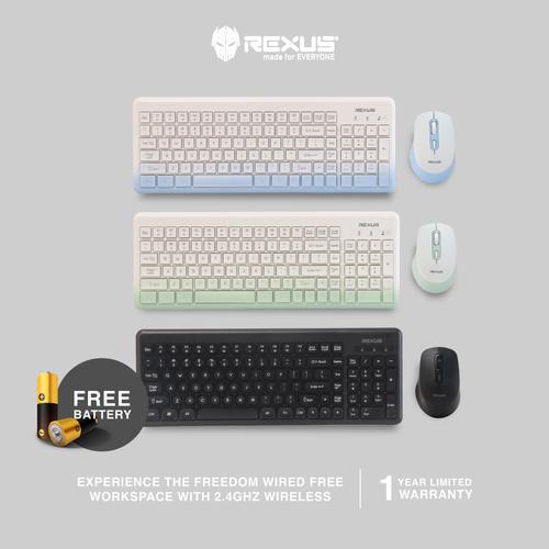 Jual Rexus KM10 / KM 10 Keyboard Mouse WIreless Combo - Lilly Green ...