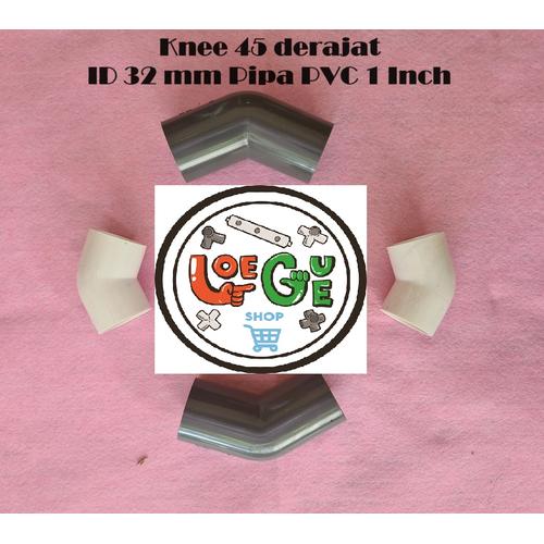 Jual sambungan knee elbow 45 pipa pvc 1" inch konektor rak hidroponik ...