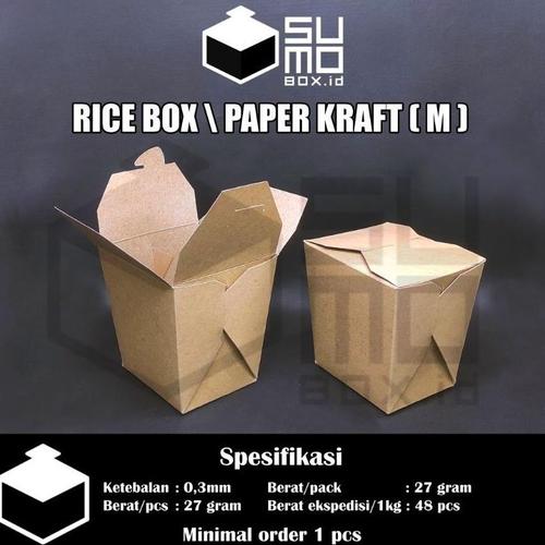 Jual RICE BOX Paper Kraft ukuran M / Food Pail Foodpail Kotak Makanan ...